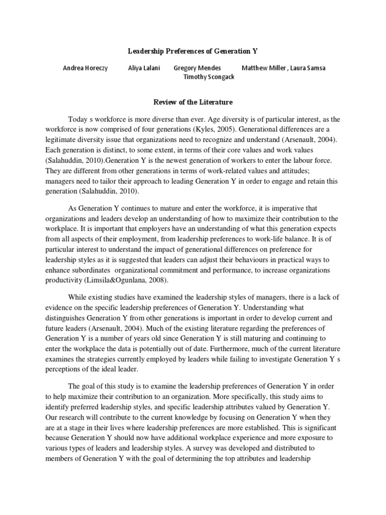 Leadership Preferences of Gen Y | PDF | Millennials | Transformational ...