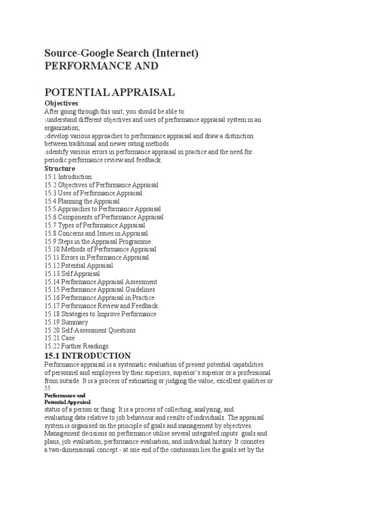 Performance Appraisal | PDF | Performance Appraisal | Goal Setting