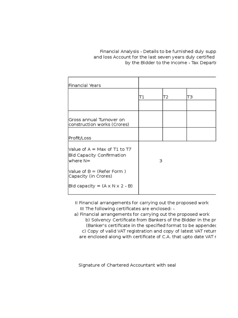 Bid Capacity Calculation for Tenders | PDF