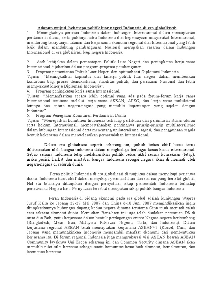 Peran Politik Luar Negeri Indonesia Global | PDF