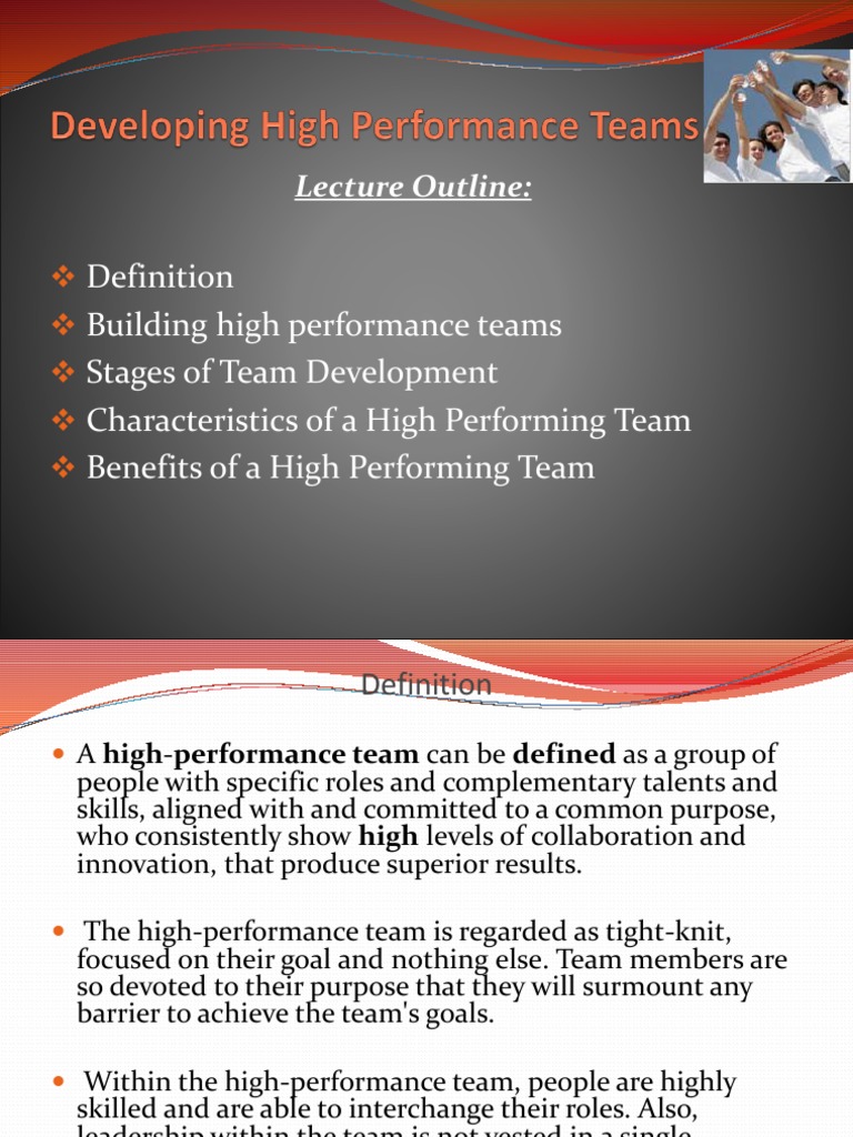 Building High Performance Teams Stages of Team Development ...