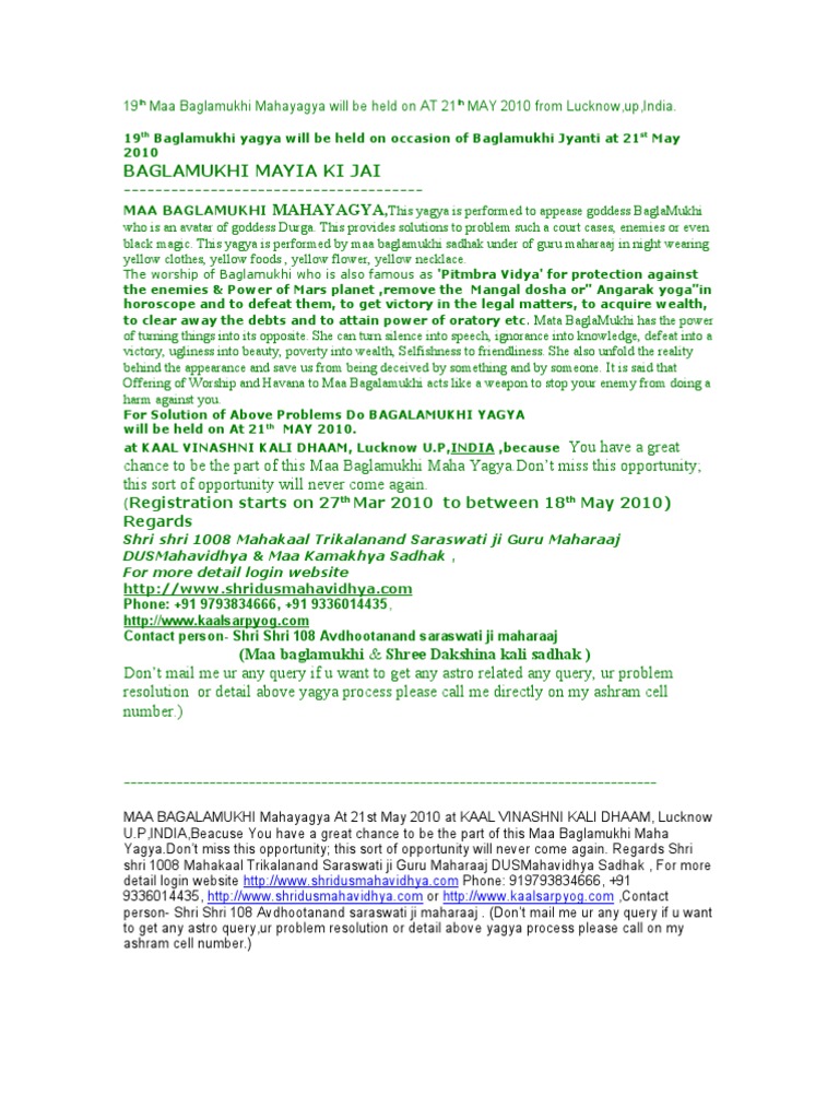 Baglamukhi Yagya | PDF | Tantra | Devi