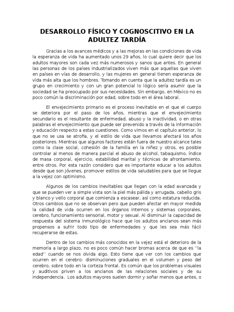 Desarrollo Físico y Cognoscitivo en La Adultez Tardía 17 | PDF | Adultos | Vejez