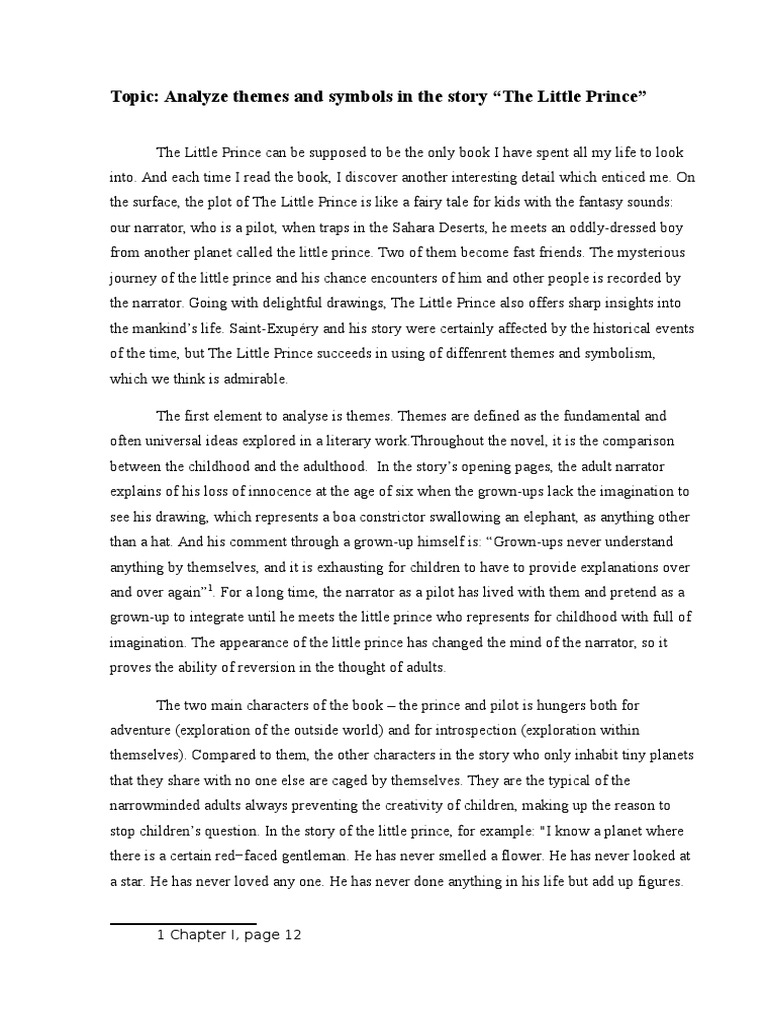 The Little Prince - Theme and Symbol | PDF | The Little Prince | Narration
