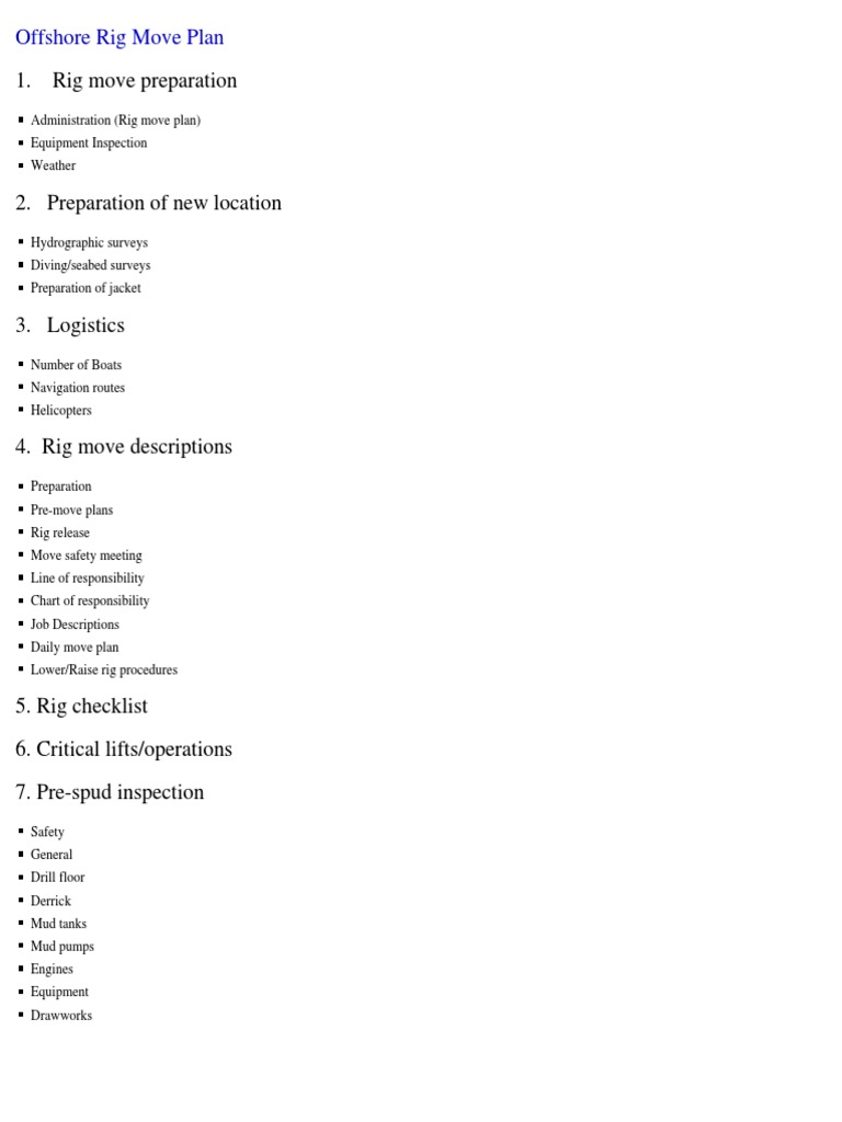 Offshore Rig Move Plan | PDF