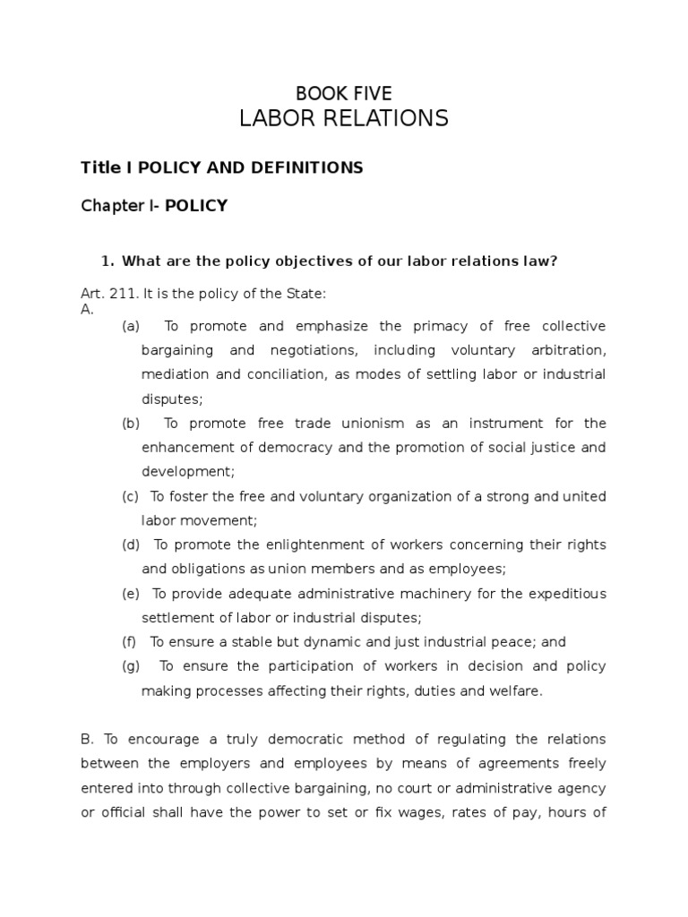 Labor Relations - Policy and Definitions | PDF | Employment | Labour Law