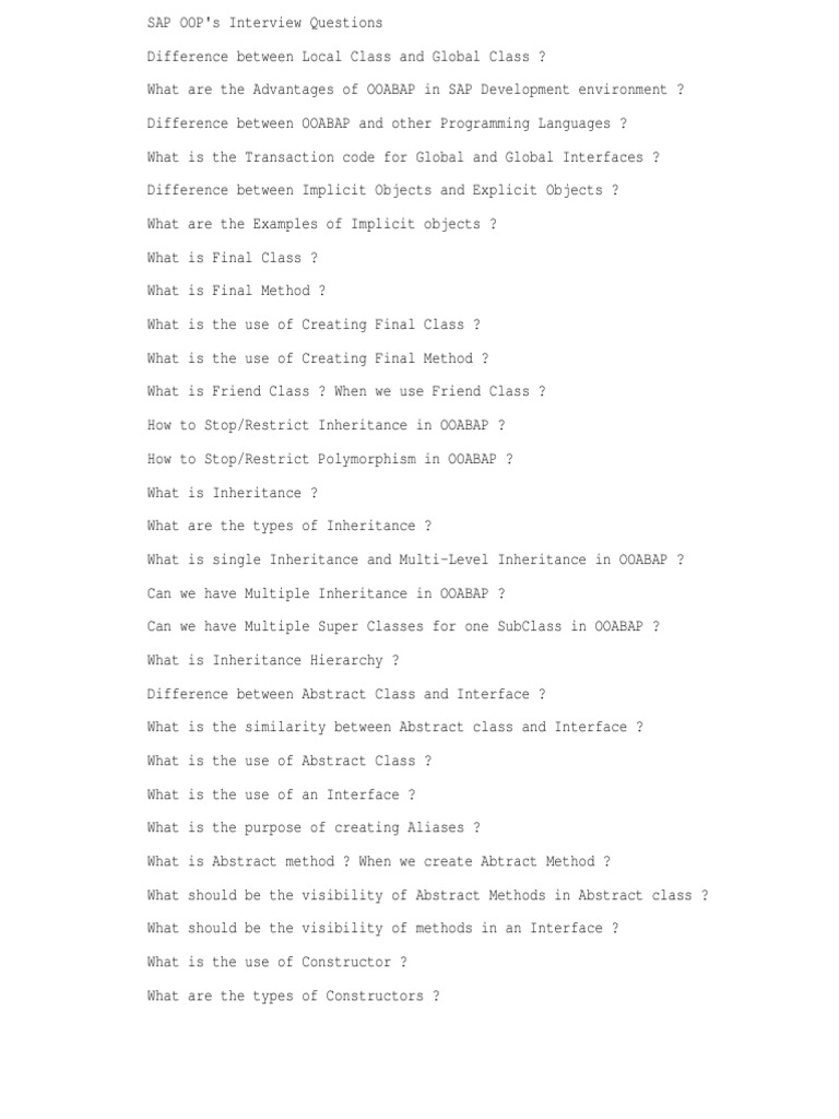 Ooabap | PDF | Method (Computer Programming) | Class (Computer Programming) Ooabap | PDF | Method (Computer Programming) | Class (Computer Programming)