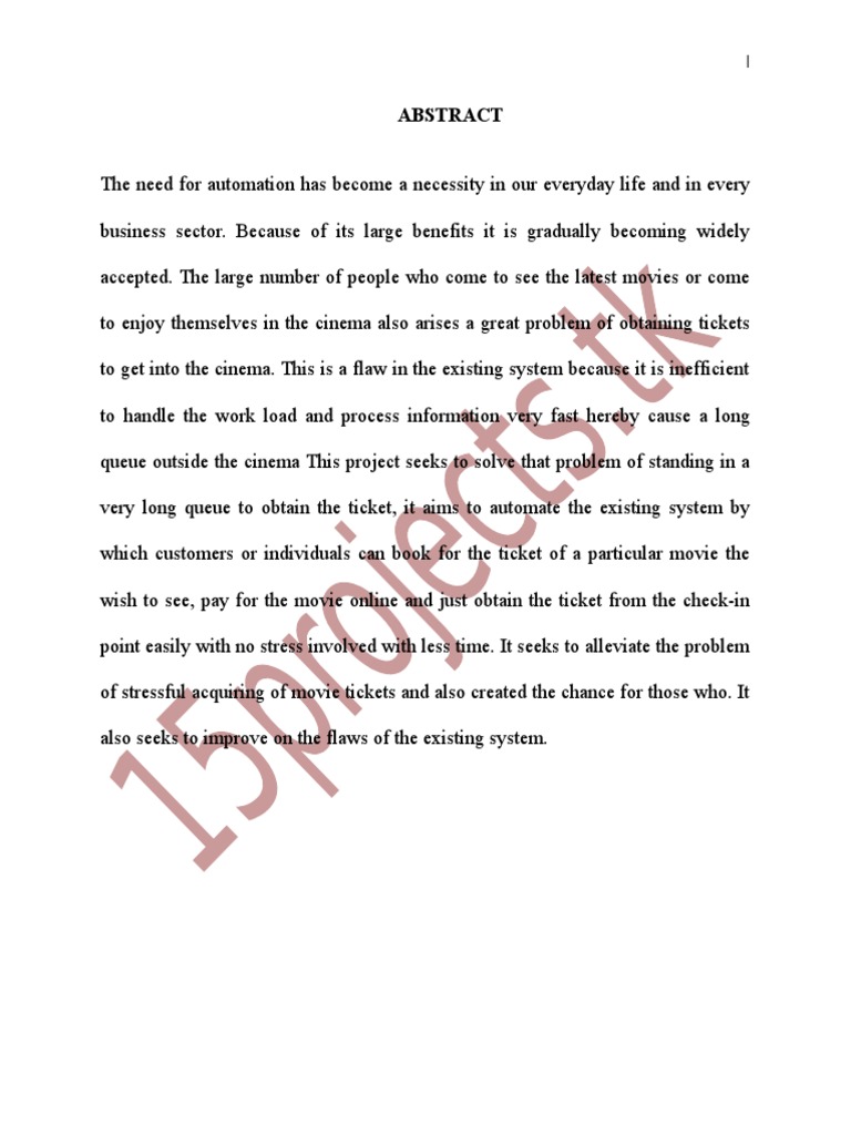 Automated Movie Theatre Ticket Reservation System | PDF | Movie Theater ...