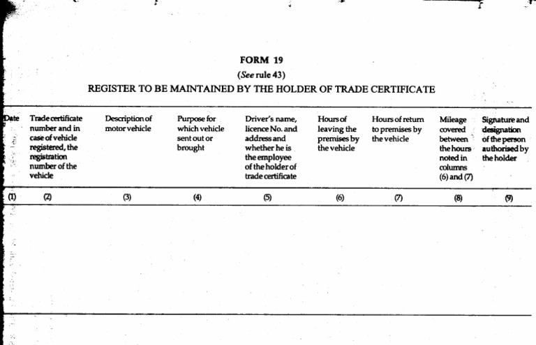 Form 19 For Trade Certificate AP RTO | PDF
