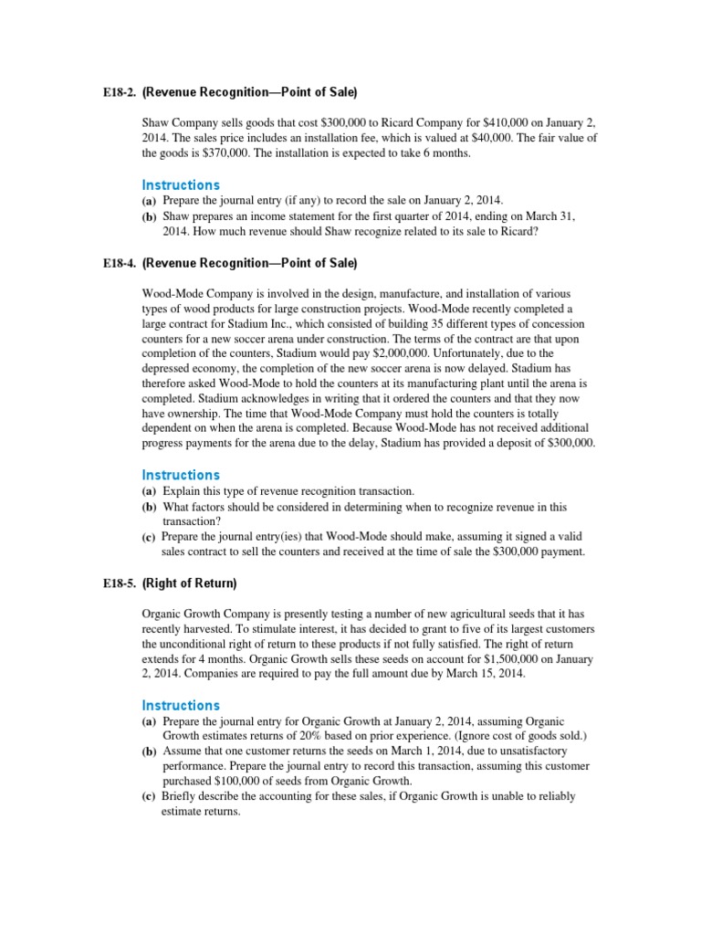 Chapter 18 Homework | PDF | Profit (Accounting) | Revenue Chapter 18 Homework | PDF | Profit (Accounting) | Revenue