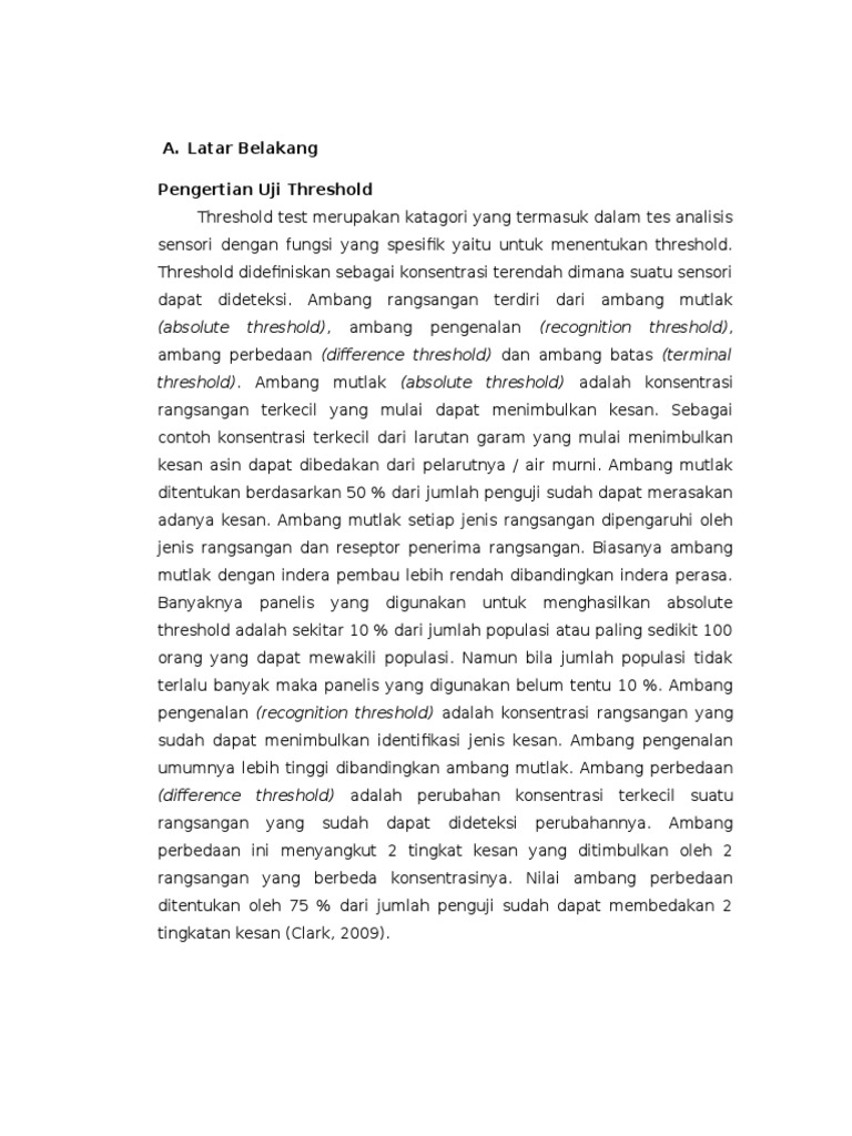 Uji Threshold (Rasa Manis Dan Asin) | PDF