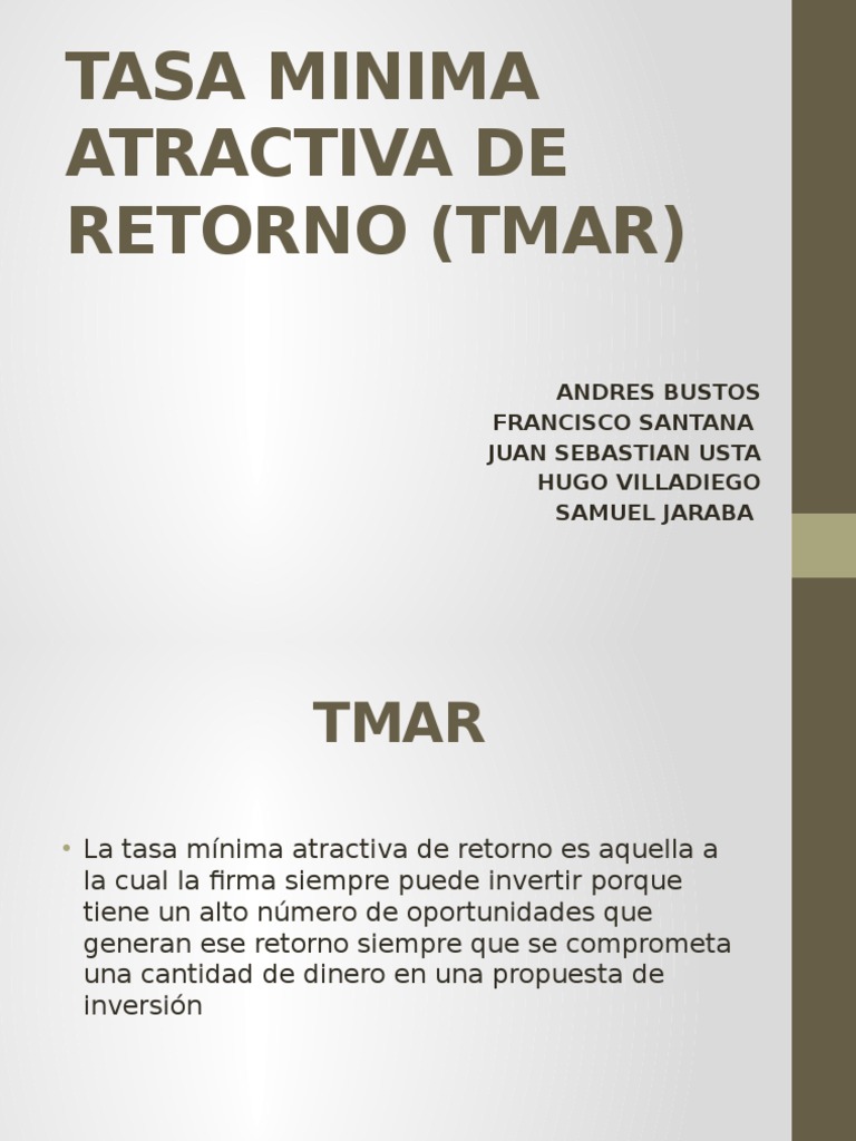 TMAR | PDF | Compartir (Finanzas) | Deuda
