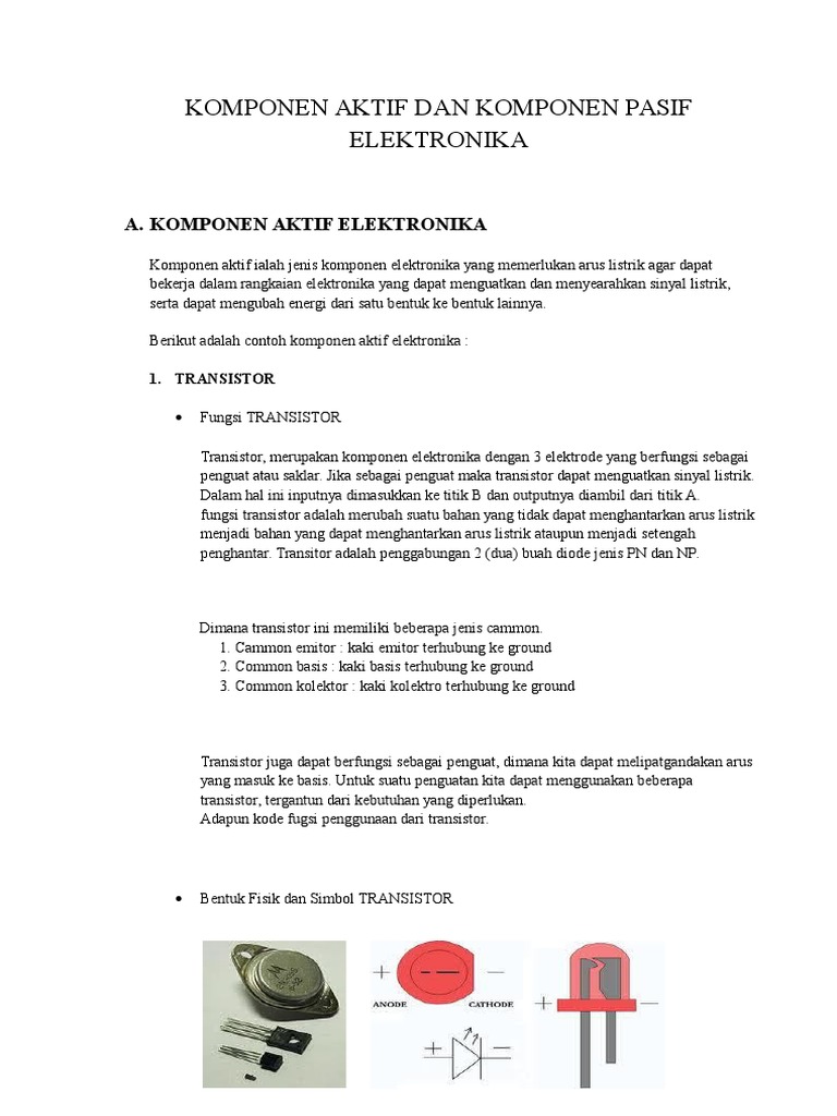 Komponen Aktif Dan Komponen Pasif Elektronika (SK) | PDF