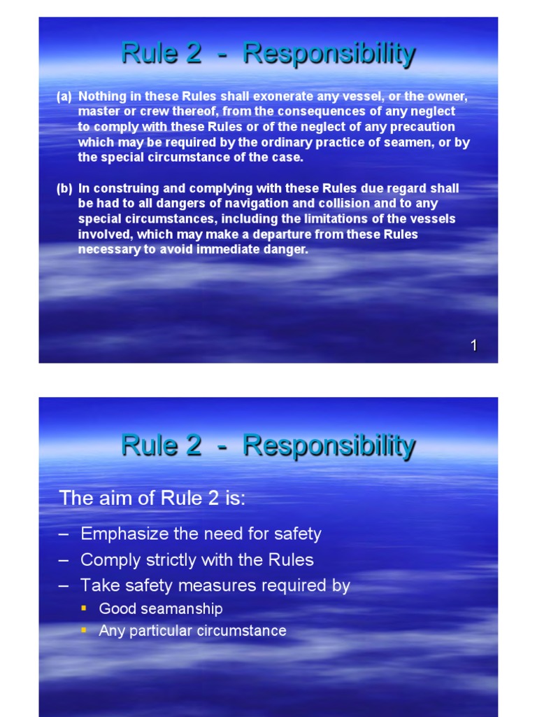 Rule 02 - Responsibility | PDF | Ships | Sea Captain