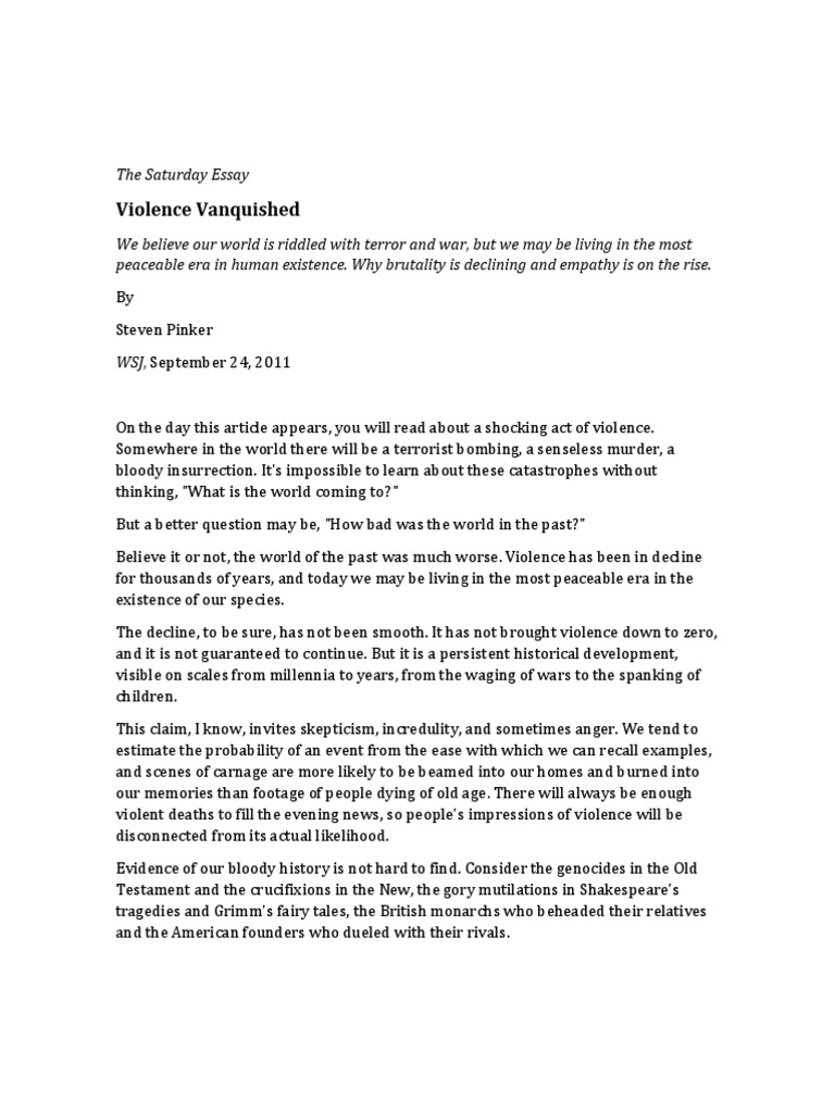 Pinker - Violence Vanquished | PDF | Violence | Capital Punishment