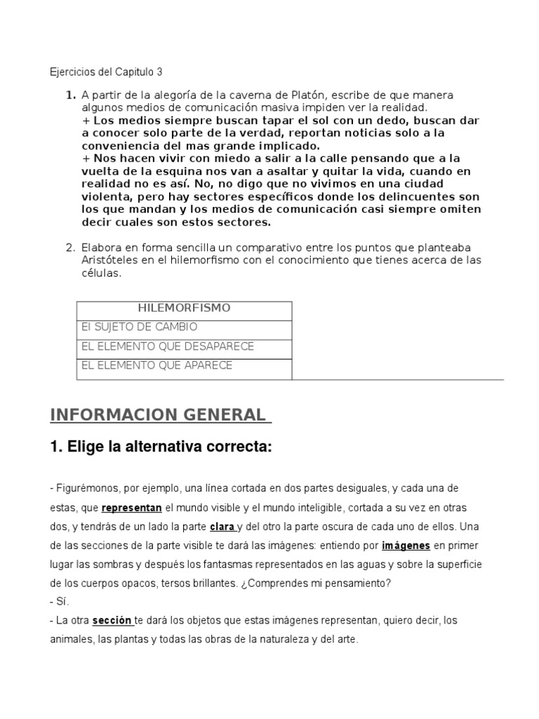 Doctrinas Filosoficas: Guia Capitulo 7 | PDF | Platón | Existencia