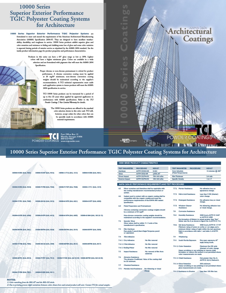 AAMA 2604-05 Compliant Coating Systems | PDF | Wear | Industries