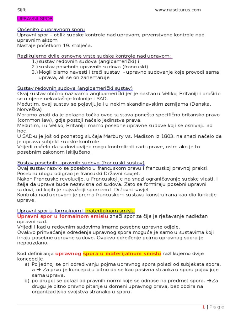 Upravni Spor Skripta | PDF