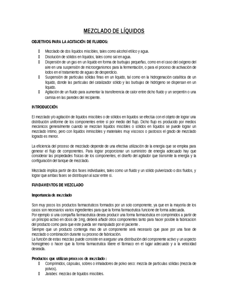 Mezclado de Liquidos | PDF | Medicamentos con receta | Mezcla