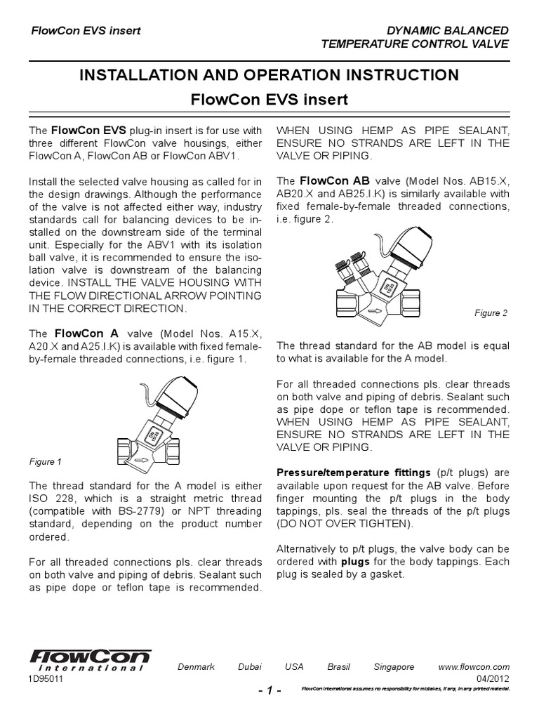 FlowCon EVS Instruction 04 2012 | PDF | Valve | Mechanical Engineering