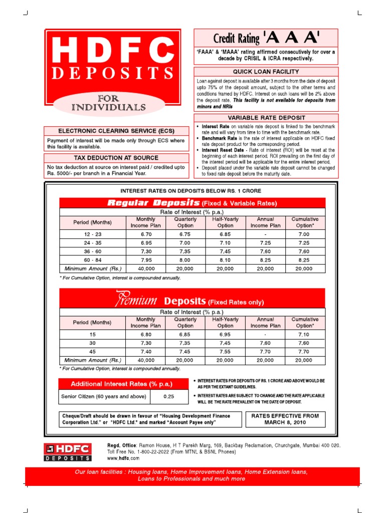 HDFC Fixed Deposit Form | PDF