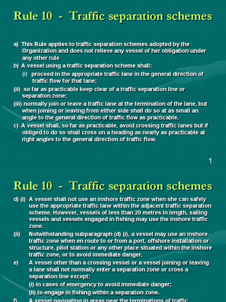 Rule 10 - Traffic Separation Schemes | Traffic | Ships