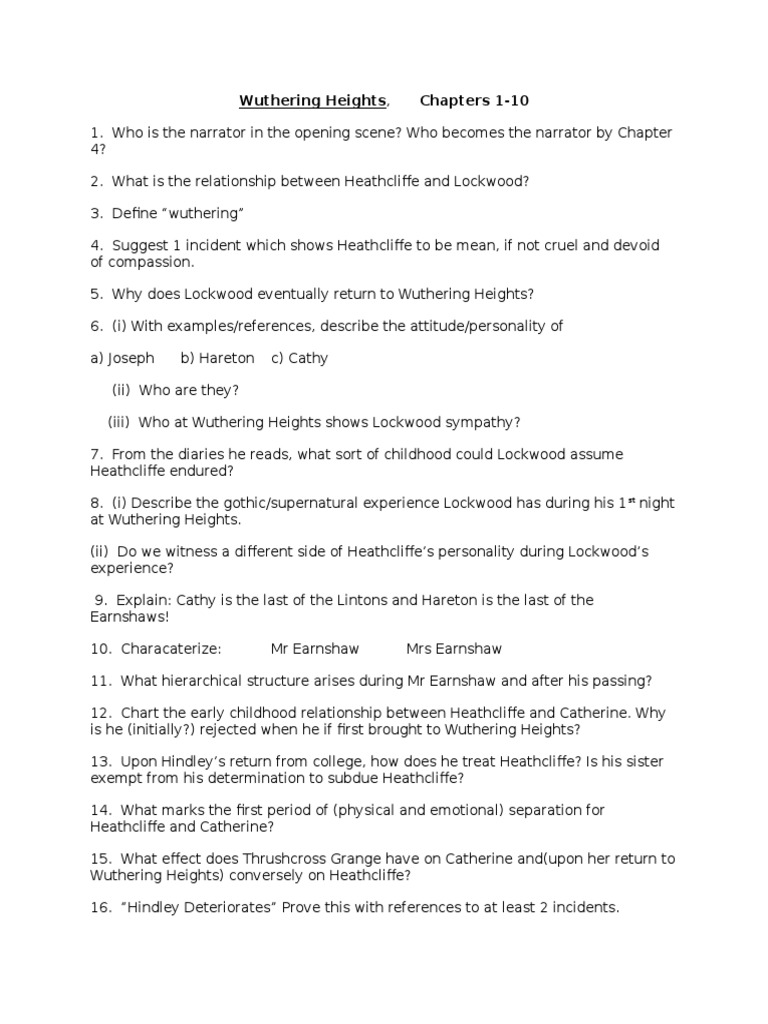 Wuthering Heights Chapter 1 Overview | PDF