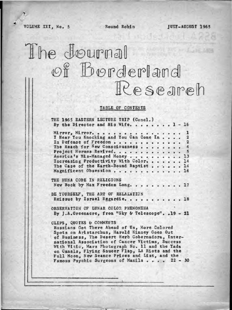 Journal of Borderland Research 1965 - 07 | PDF