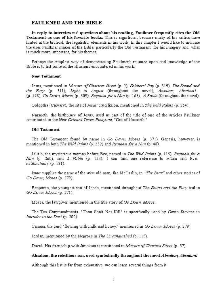 Faulkner and The Bible | PDF | Isaac | Abraham