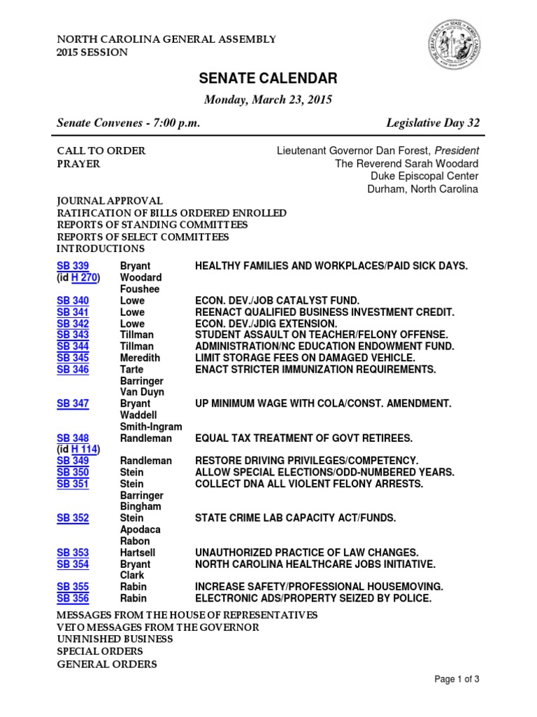 Current Senate Calendar | PDF | Government | Elections