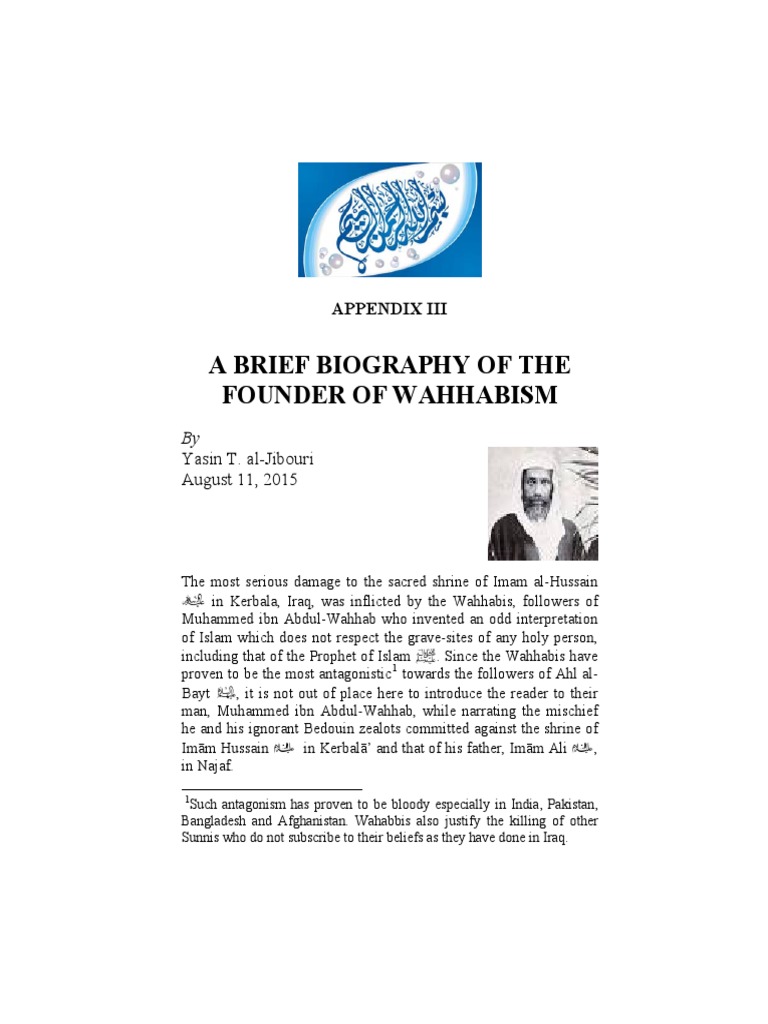 A Brief Biography of The Founder of Wahhabism | PDF | Wahhabism | Shia ...