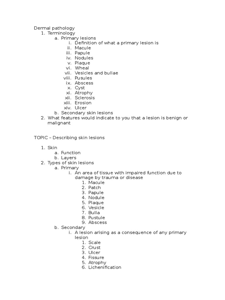 Describing skin lesions | Cutaneous Conditions | Dermatology
