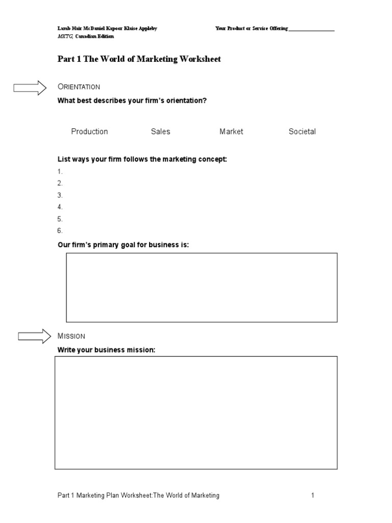Marketing Plan Worksheet Guide | PDF