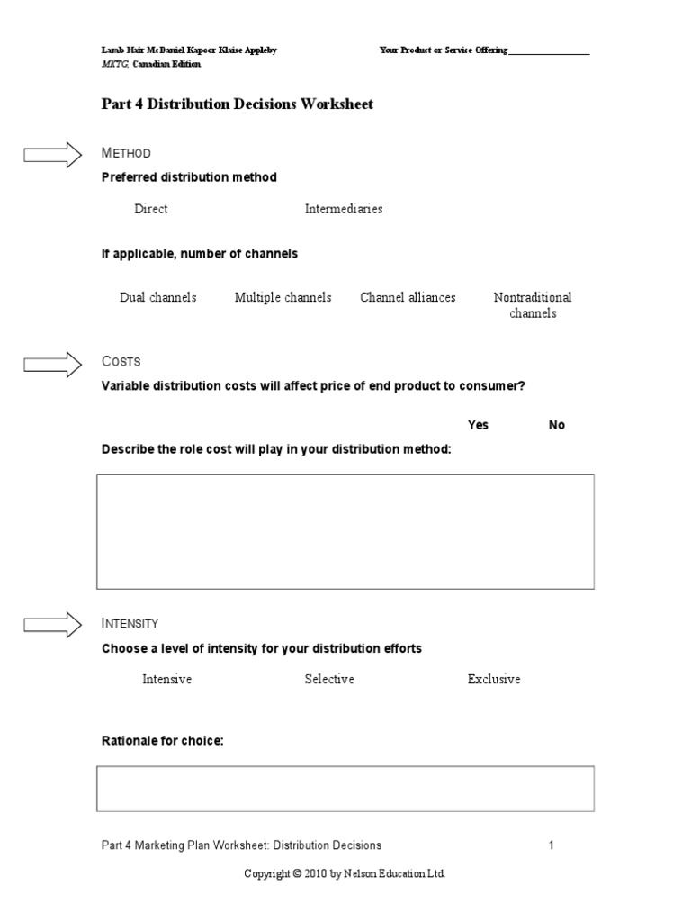 Marketing Plan Worksheet