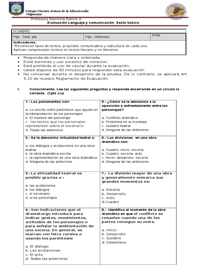 Prueba Obra Teatral | PDF | Teatro | Soporte