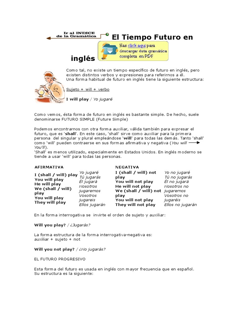 El Tiempo Futuro en Inglés | PDF | Verbo | Asunto (gramática)
