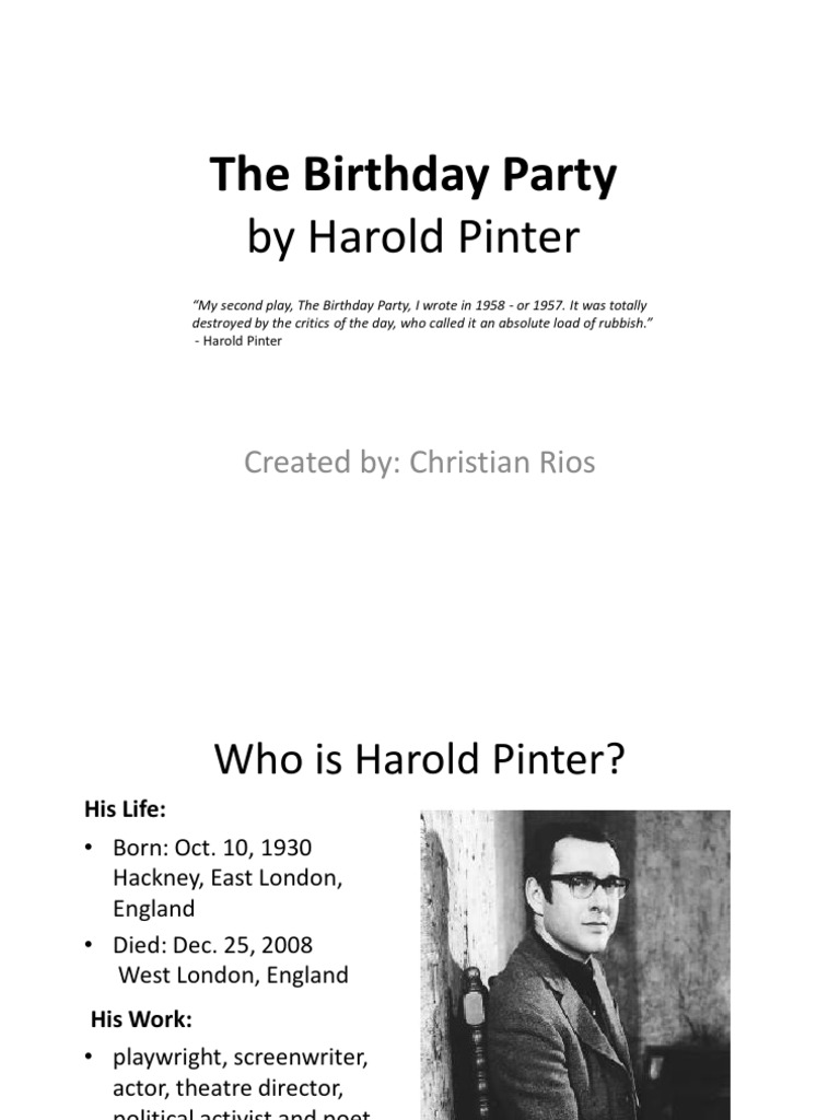 The Birthday Party - Harold Pinter | PDF | British Plays | Oral Literature