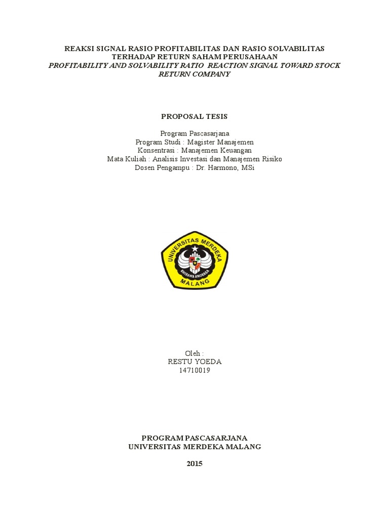 Mini Proposal Tesis | PDF | Bisnis