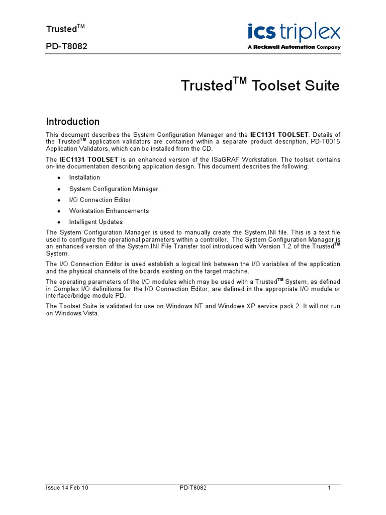 Ics Triplex Trusted Toolset Suite | PDF | Installation (Computer ...