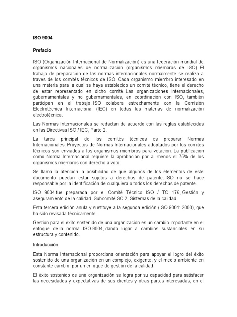 Iso 9004 | PDF | Organización internacional para la estandarización ...
