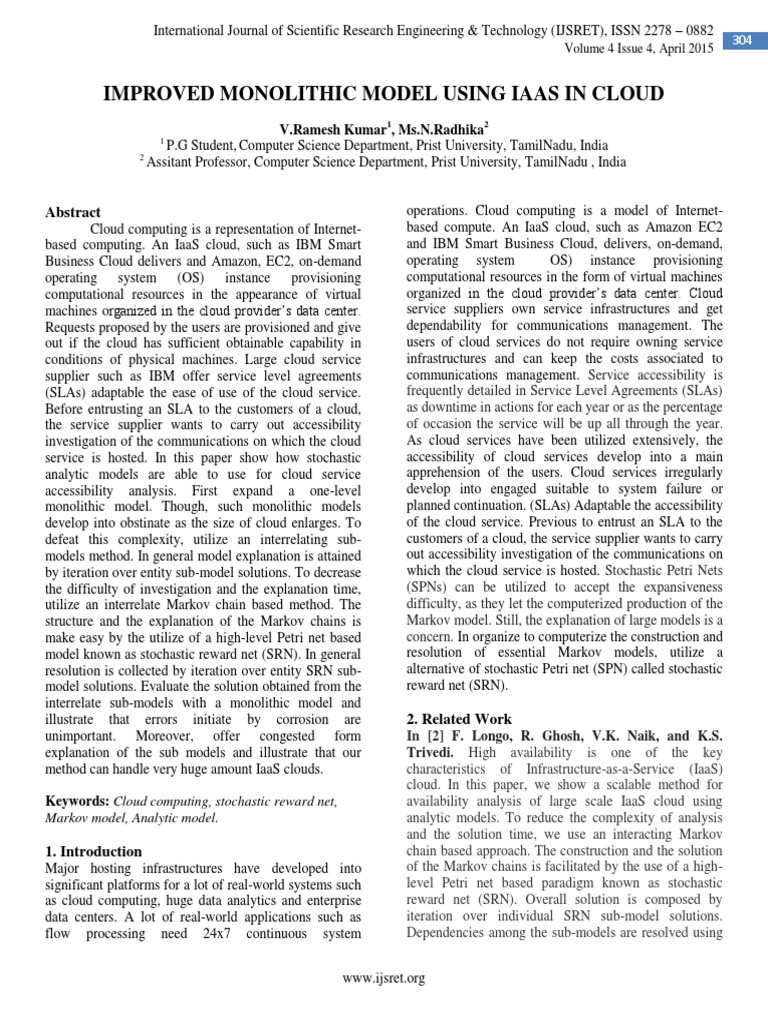 Improved Monolithic Model Using Iaas in Cloud | PDF | Service Level ...