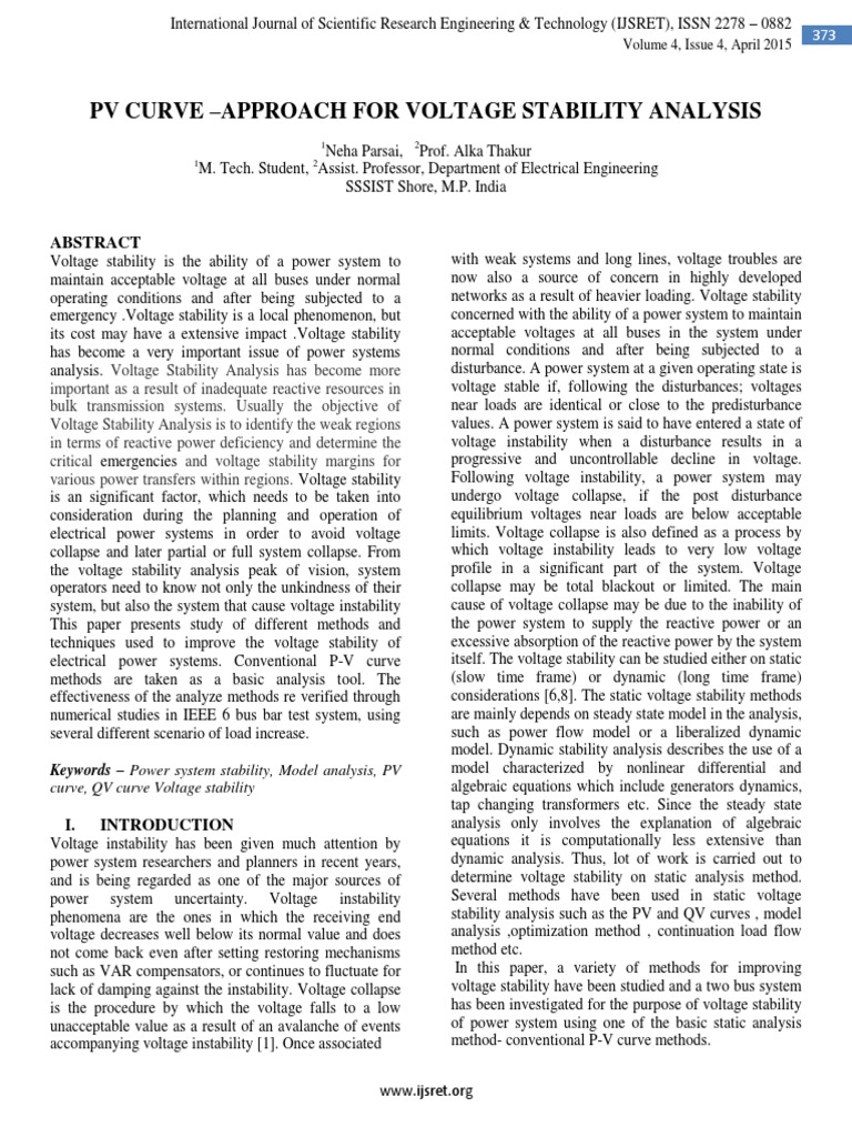 PV Curve - Approach For Voltage Stability Analysis | PDF | Capacitor | Electric Power System