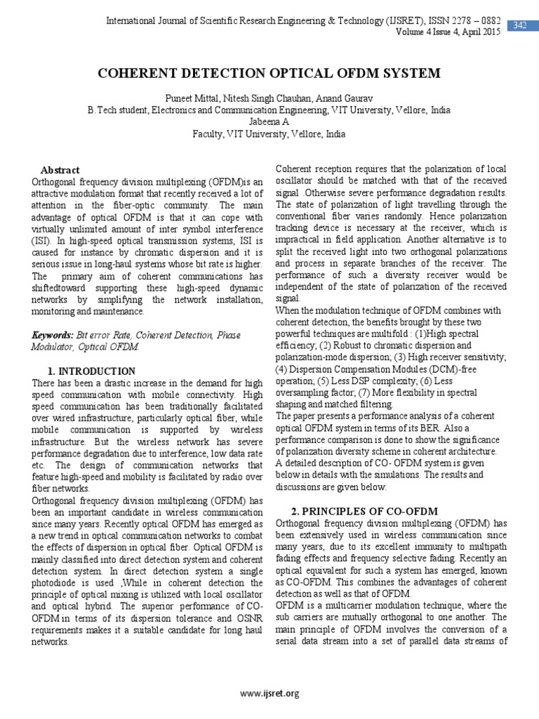 Coherent Detection Optical Ofdm System | PDF | Orthogonal Frequency ...