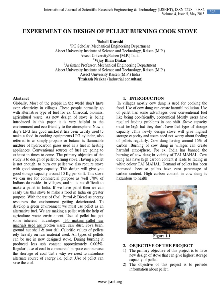 Experiment On Design Of Pellet Burning Cook Stove Pdf Stove