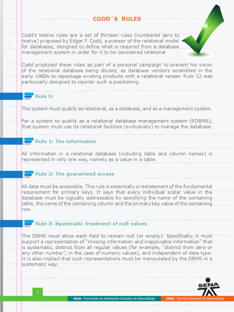 Codd Rules Pdf Relational Model Databases