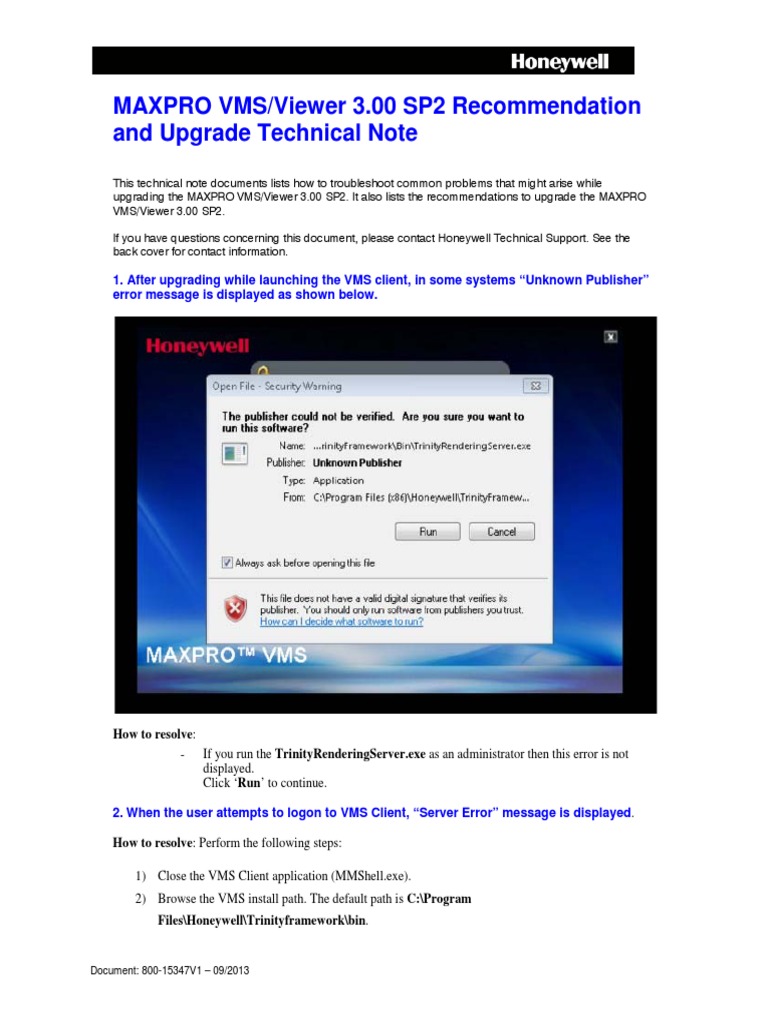800-15347V1-A MAXPRO VMS or Viewer 3.00 SP2 Recommendation and Upgrade ...