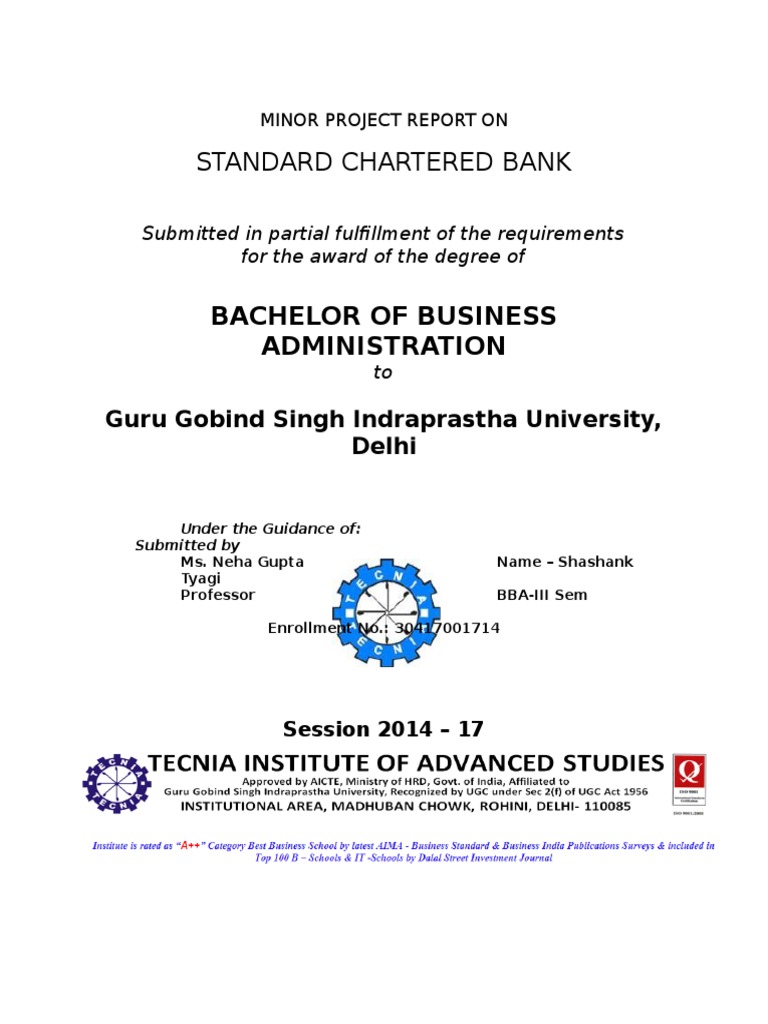 Project Report STANDARD CHARTERED BANK | PDF | Debit Card | Transaction ...