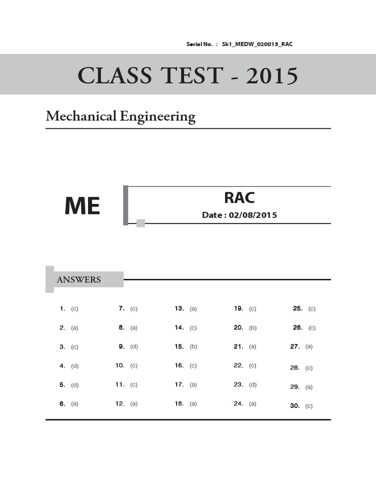 Class Test - 2015: Mechanical Engineering | PDF | Energy And Resource