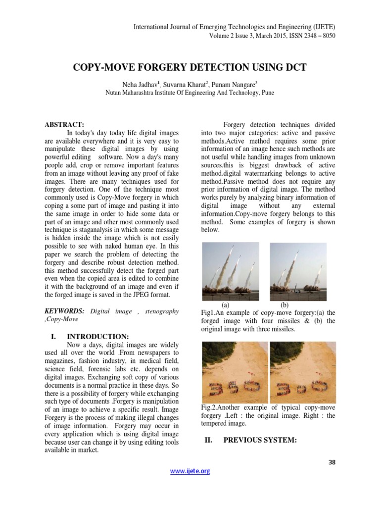 Copy-Move Forgery Detection Using DCT | PDF | Data Compression ...