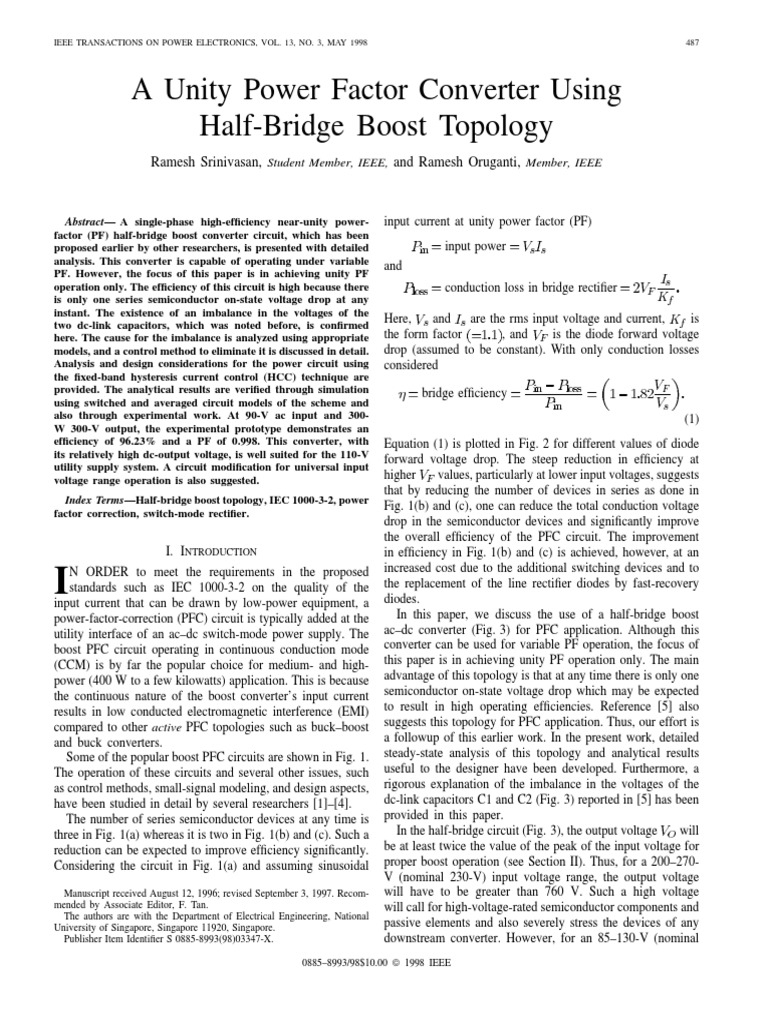 A Unity Power Factor Converter Using Half | PDF | Power Electronics ...
